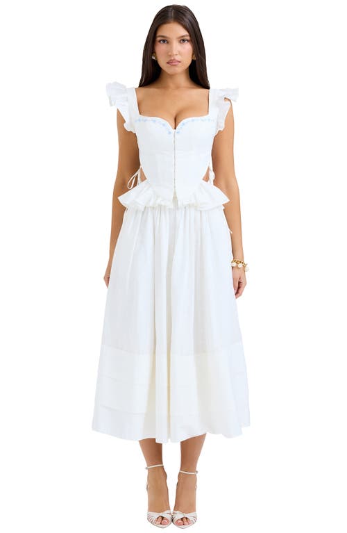 HOUSE OF CB HOUSE OF CB Augustine Embroidered Cotton Midi Skirt